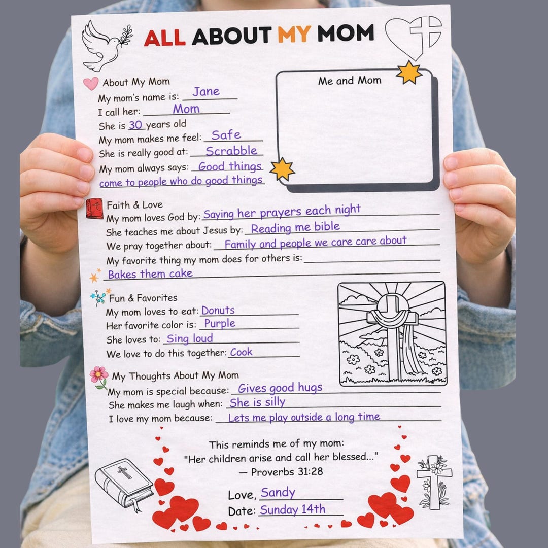 Christian Mothers Day Printable Activity - All About Mom - Sunday ...