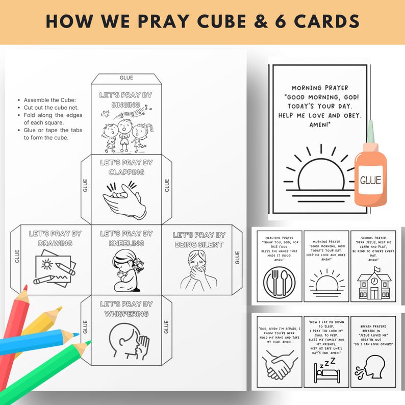 Prayer Cube Children Sunday School Activity Bible Coloring Page ...