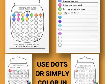 Reward Jar Printable: Kids Behavior Chart, Chore Tracker (digital ...