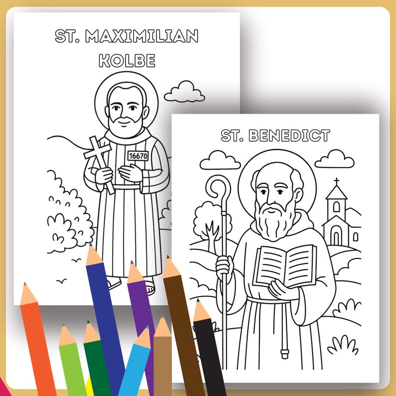 Catholic Saints Coloring Book Pages Sheets Printable Kids Activity - Etsy