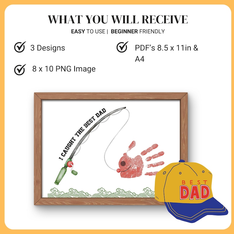 Dad Fish Handprint Art Printable | Dad Fishing Birthday Card | Fishing ...