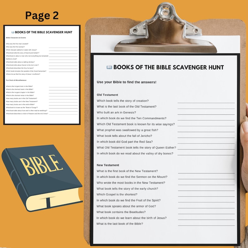 Church Scavenger Hunt Game Printable Books of the Bible Church Game ...