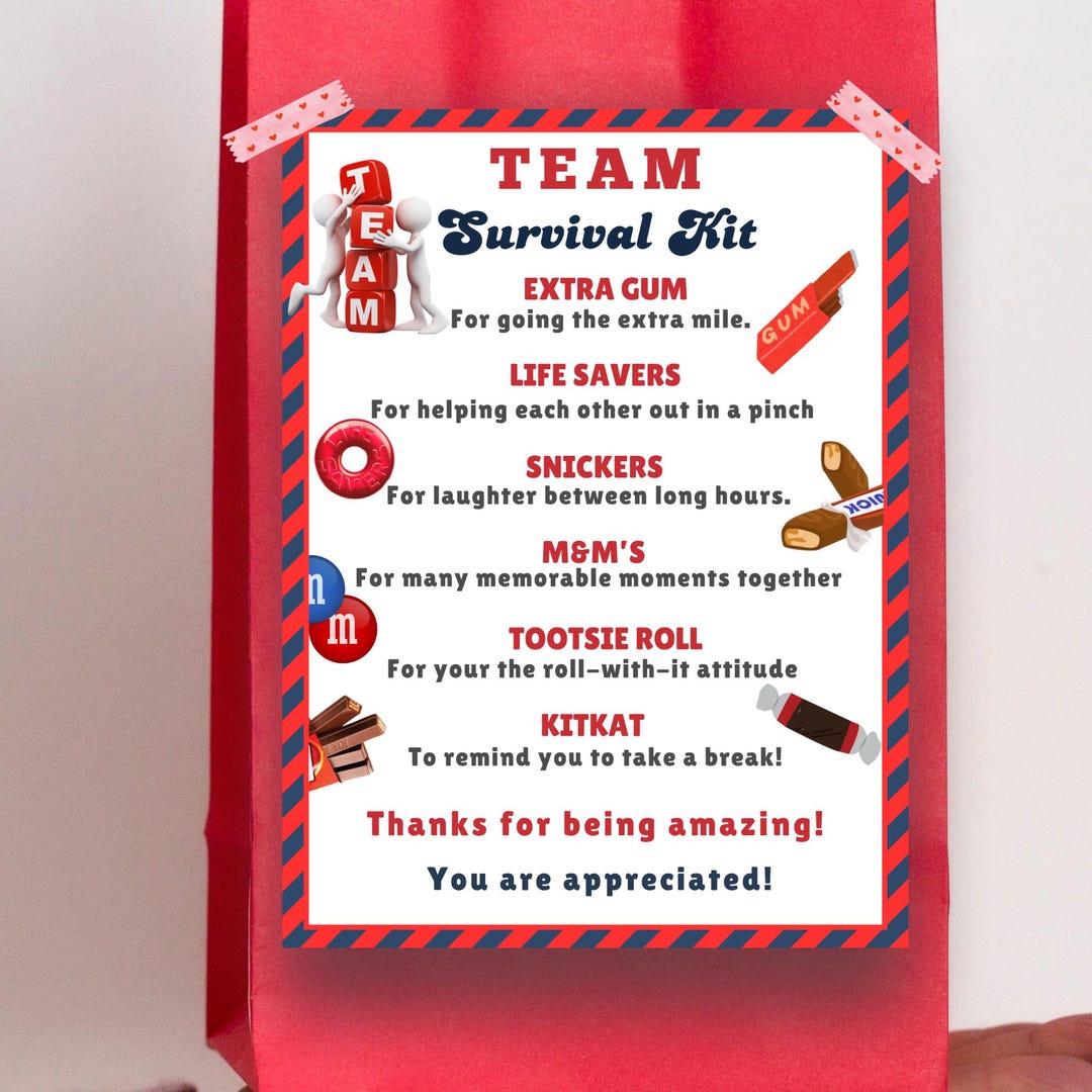 Team Survival Kit Tag Employee Appreciation - Etsy