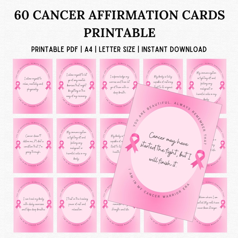 Printable Cancer Affirmation Cards , Support for Cancer Patients ...