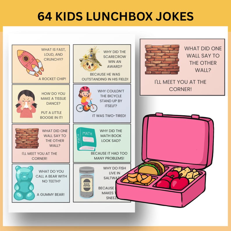 Lunchbox Jokes for Kids, Printable Funny Lunch Notes, School Jokes ...