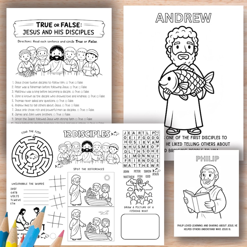 12 Disciples Coloring Page - Bible Coloring Pages for Kids, Christian ...