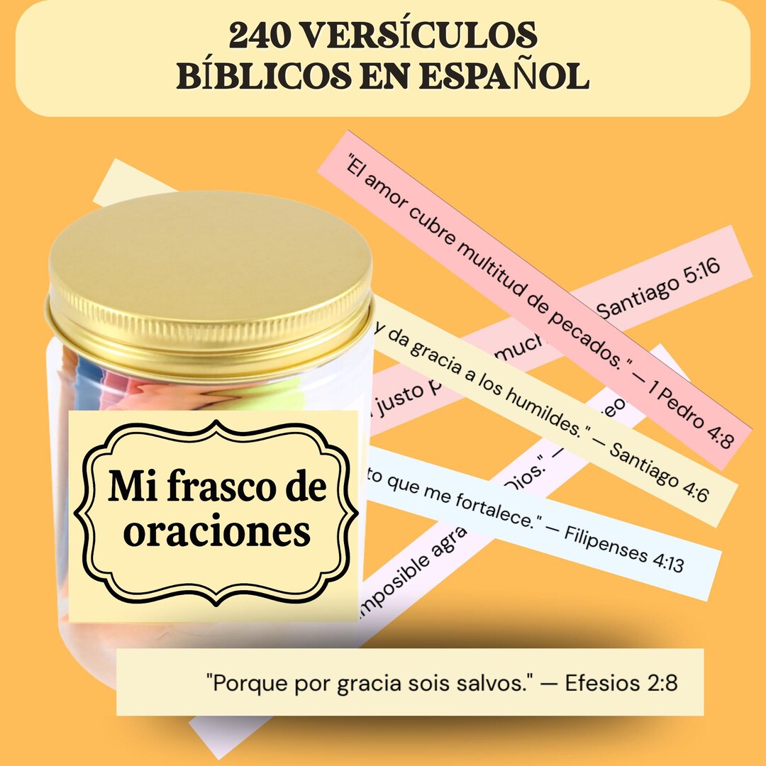 Spanish Bible Verse Jar Kit: Color-coded Scriptures, Christian Gift ...