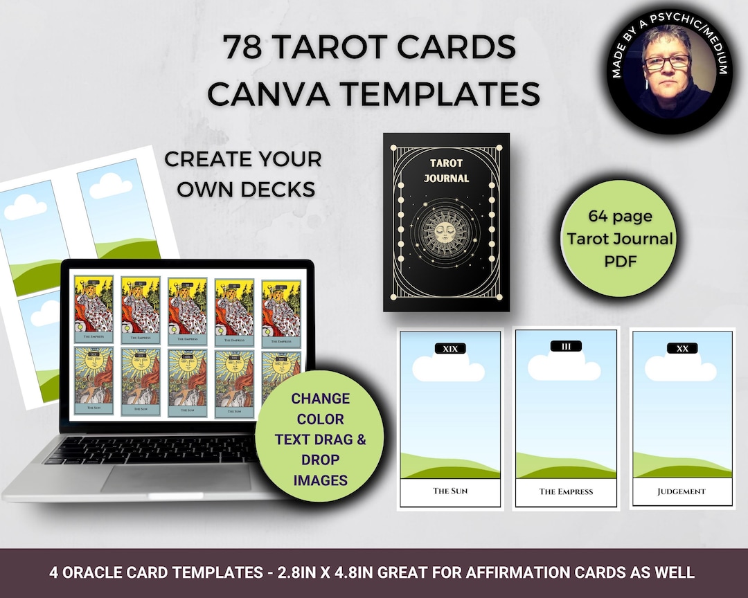 Tarot Deck Template, Editable 78 Cards Tarot Card Canva Template ...