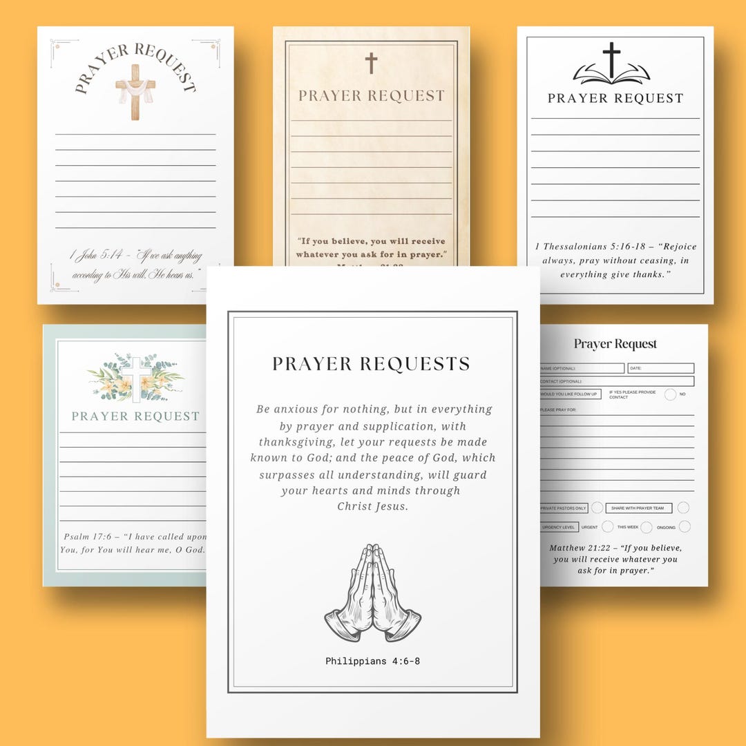 Prayer Request Cards Printable - Christian Bible Study Tool - Church ...