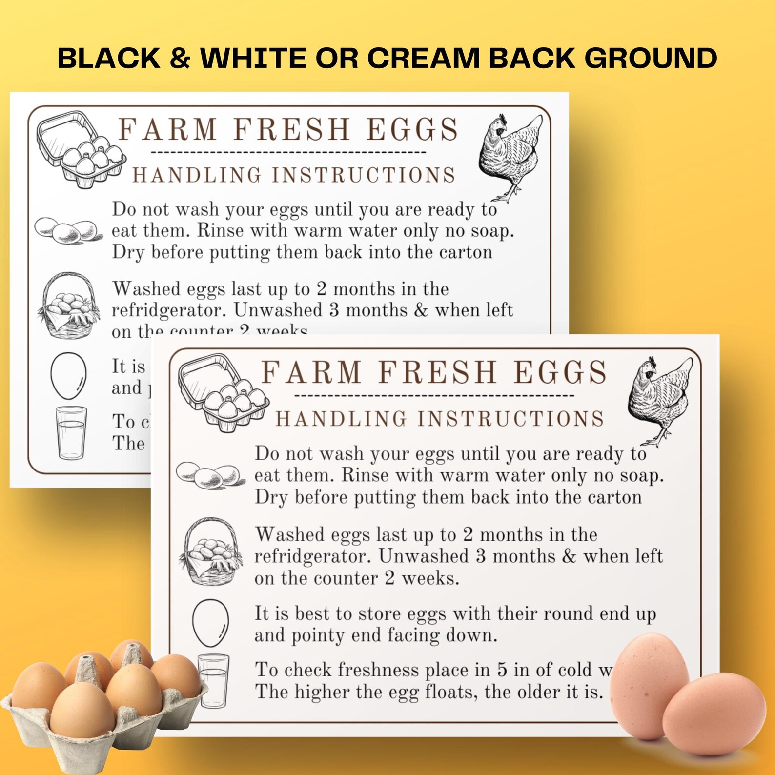 Farm Fresh Egg Handling Instruction Cards - Printable Carton Labels ...