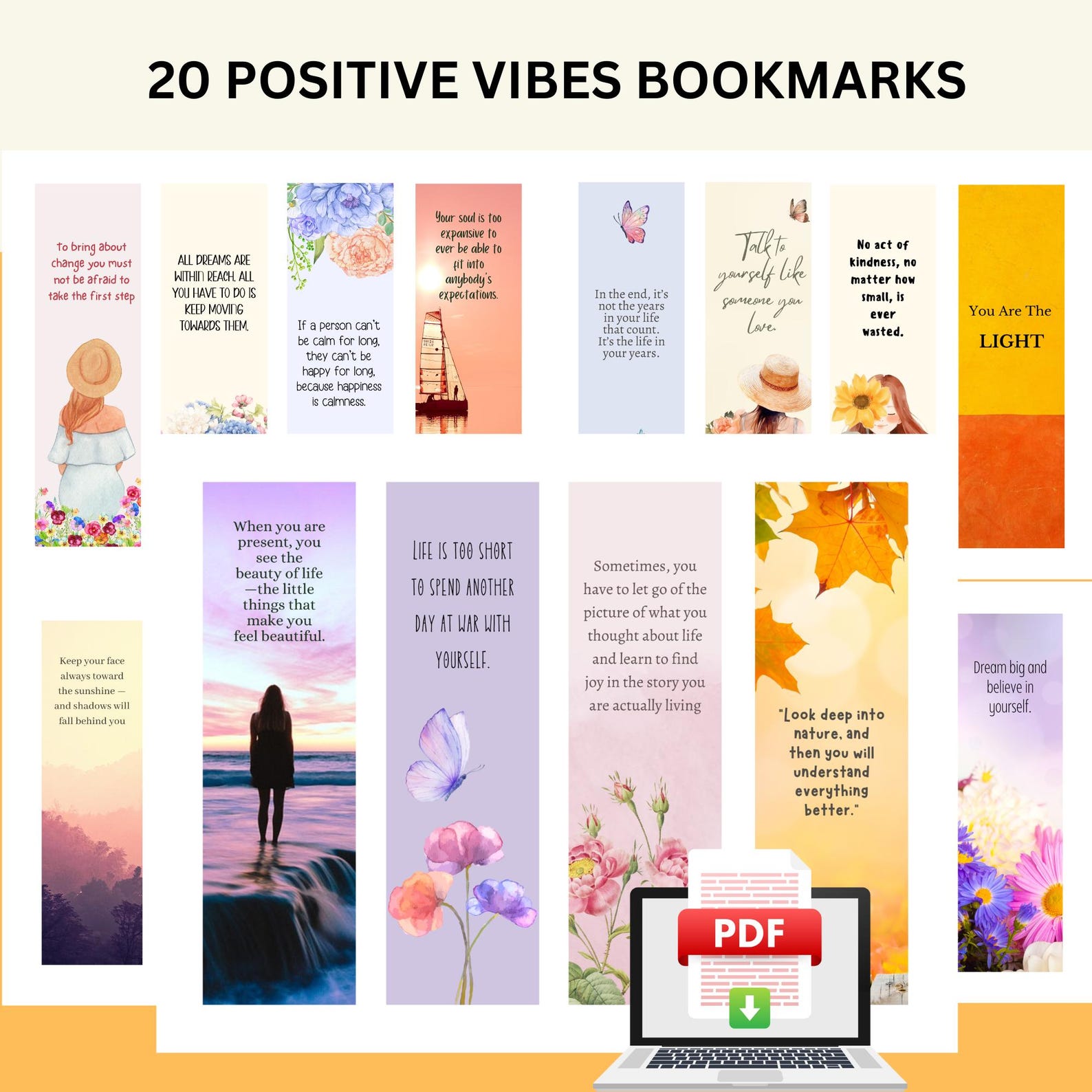 Positive Affirmation Bookmarks, DIY Printable, Positive Vibes Instant ...