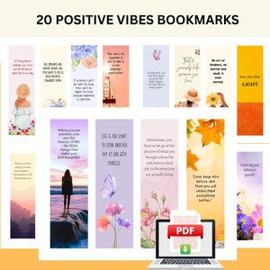 Positive Affirmation Bookmarks, DIY Printable, Positive Vibes Instant ...