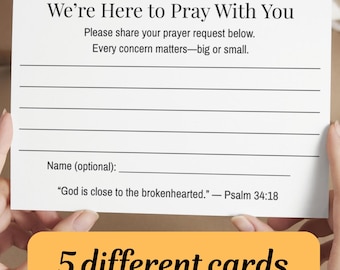 Printable Prayer Request Cards: Church Service, Bible Study or Retreat ...