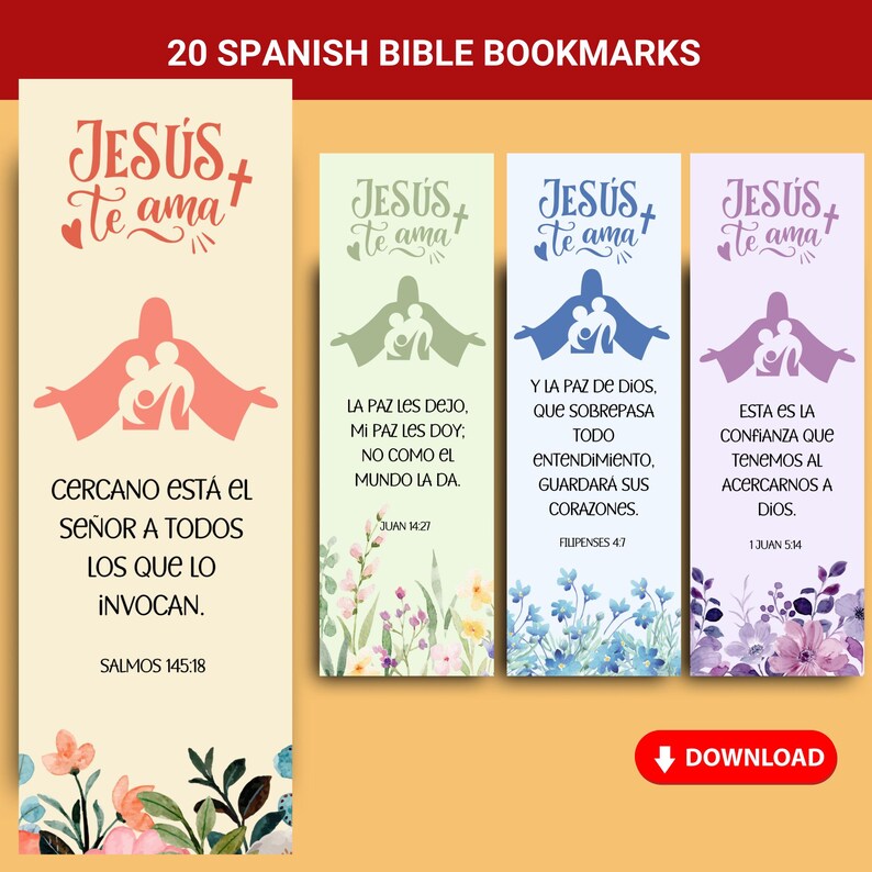 Spanish Bible Verse Bookmarks - Printable Scripture Bookmark Set ...