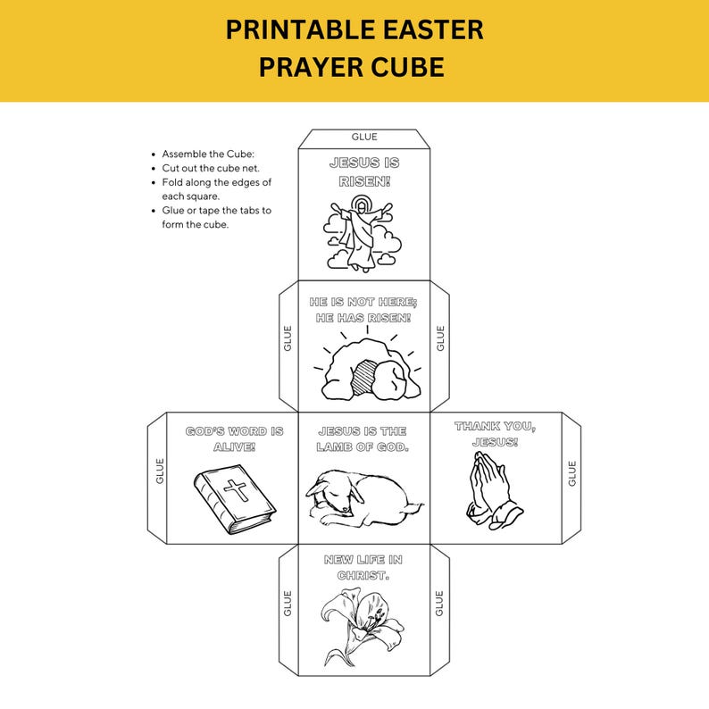 Easter Prayer Cube, Printable Kids Activities, Bible Crafts for Sunday ...