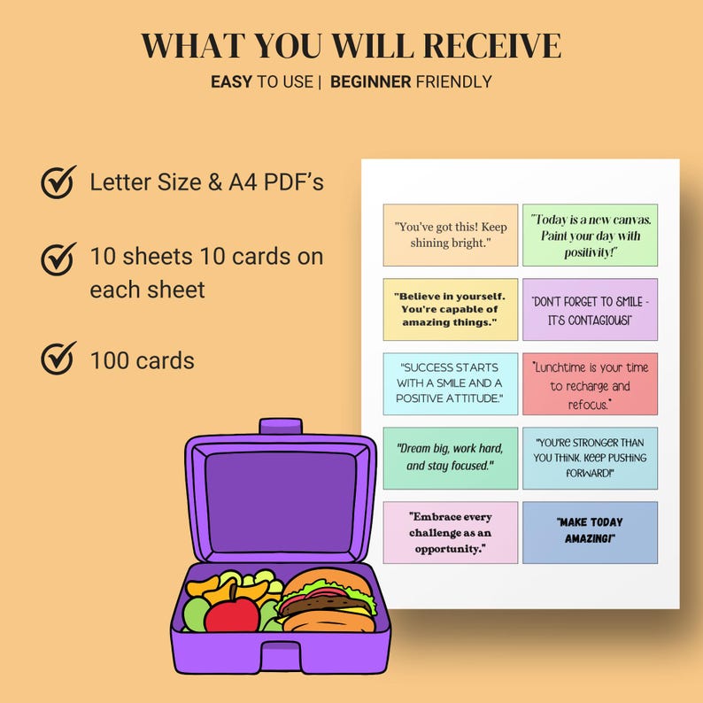 Printable Lunchbox Notes for Kids - Positive Affirmations - Back to ...