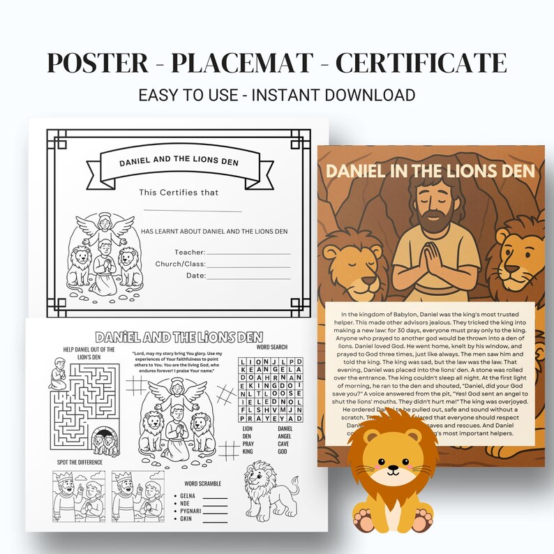 Daniel in the Lion's Den - Bible Story Activity - Sunday School Craft ...