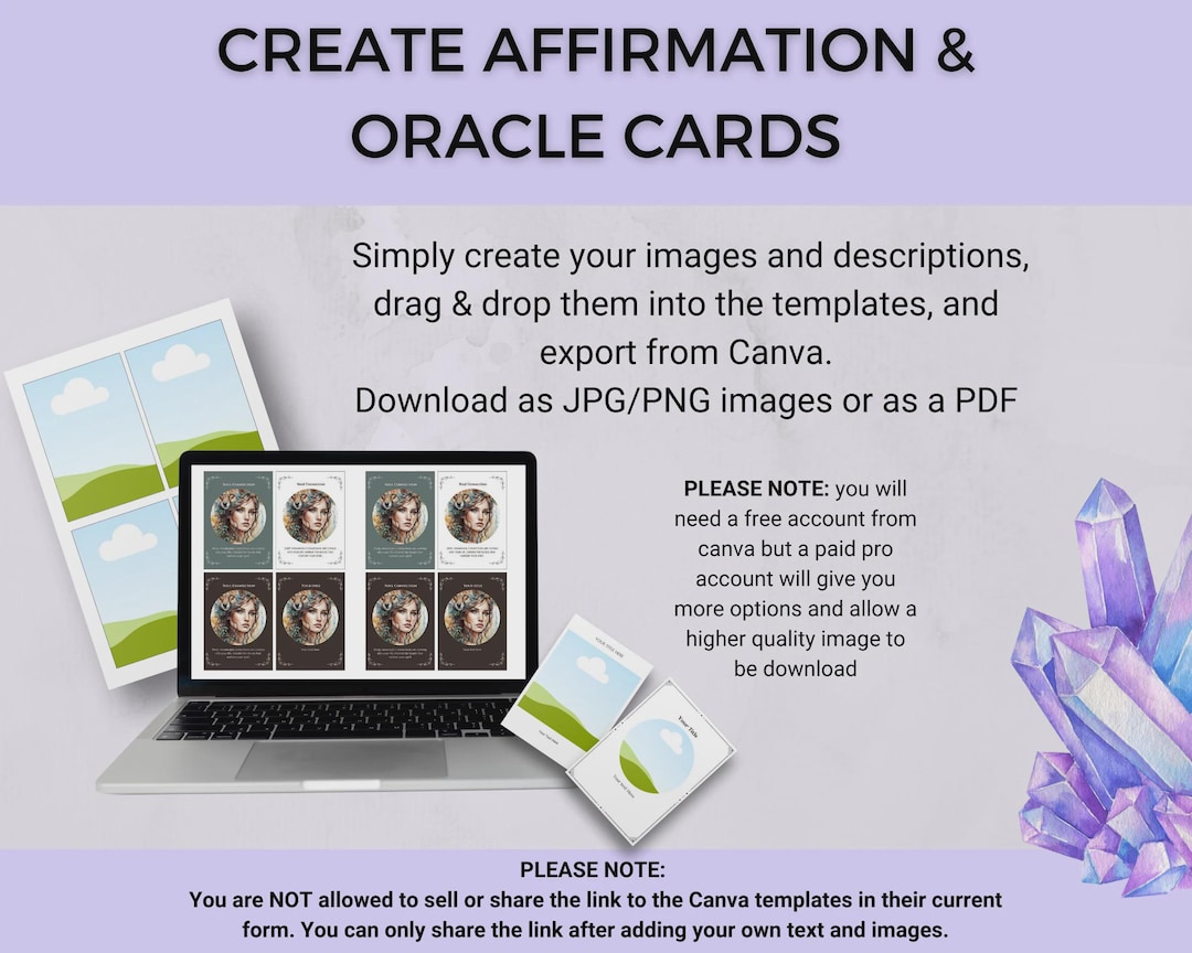 Oracle Card Canva Template, DIY Printable Tarot Cards, Drag & Drop ...