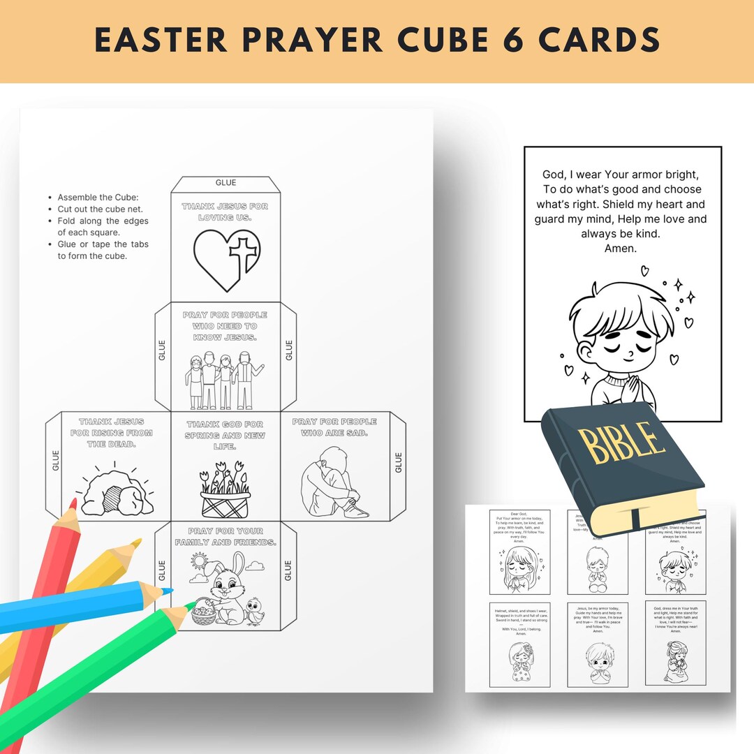 Easter Story Prayer Cube, Printable Bible Activity for Kids, Easter ...