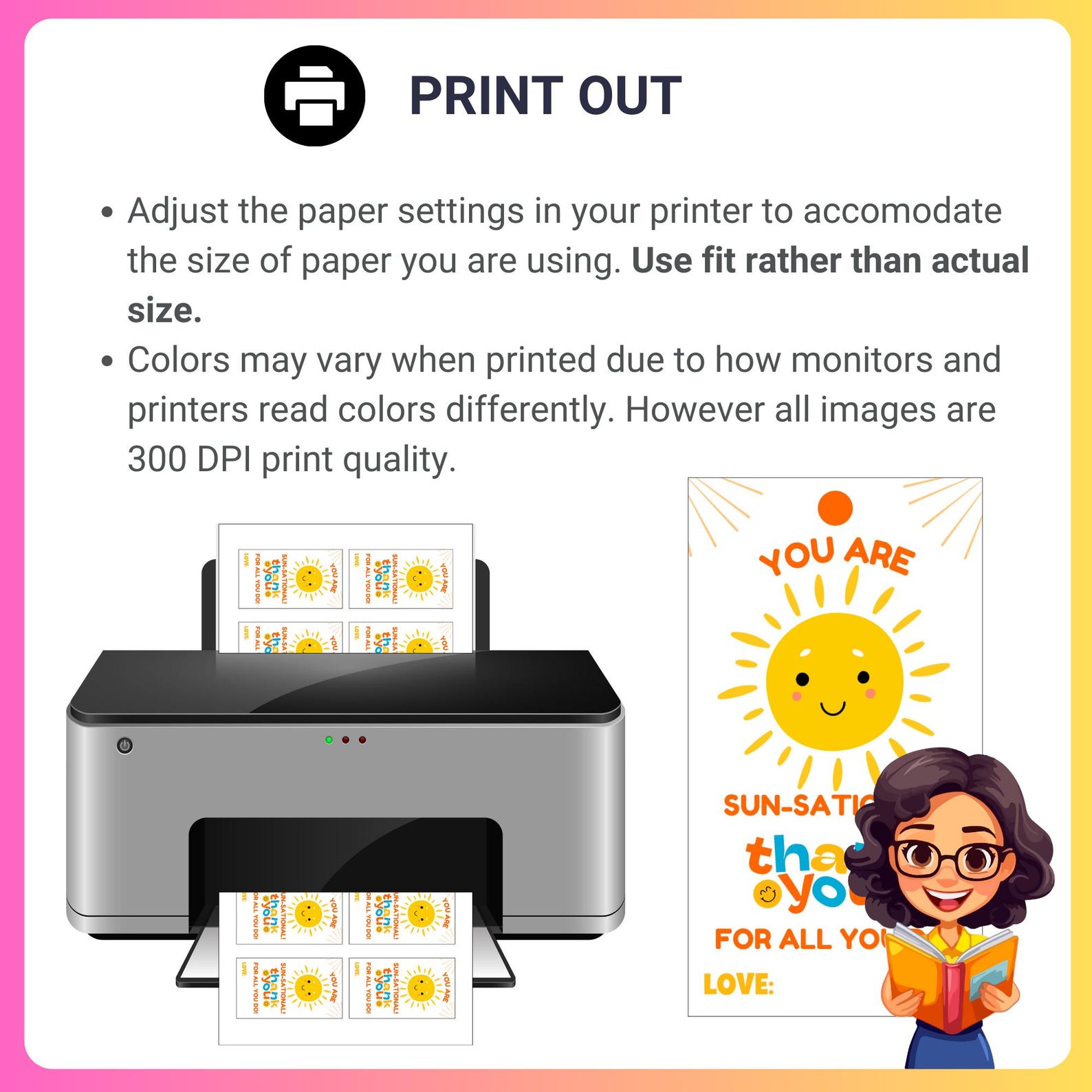 Sunshine Teacher Appreciation Gift Tags: Printable Thank You (digital ...