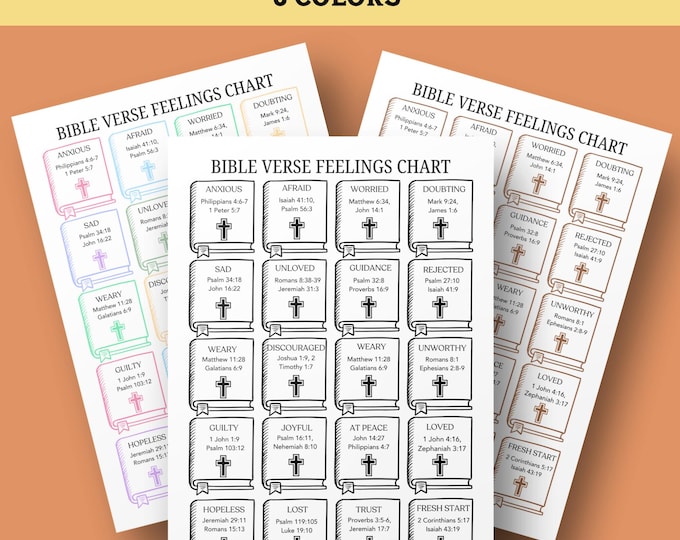 Bible Feelings Chart Printable, Emotions Wheel, Bible Verses for Each ...