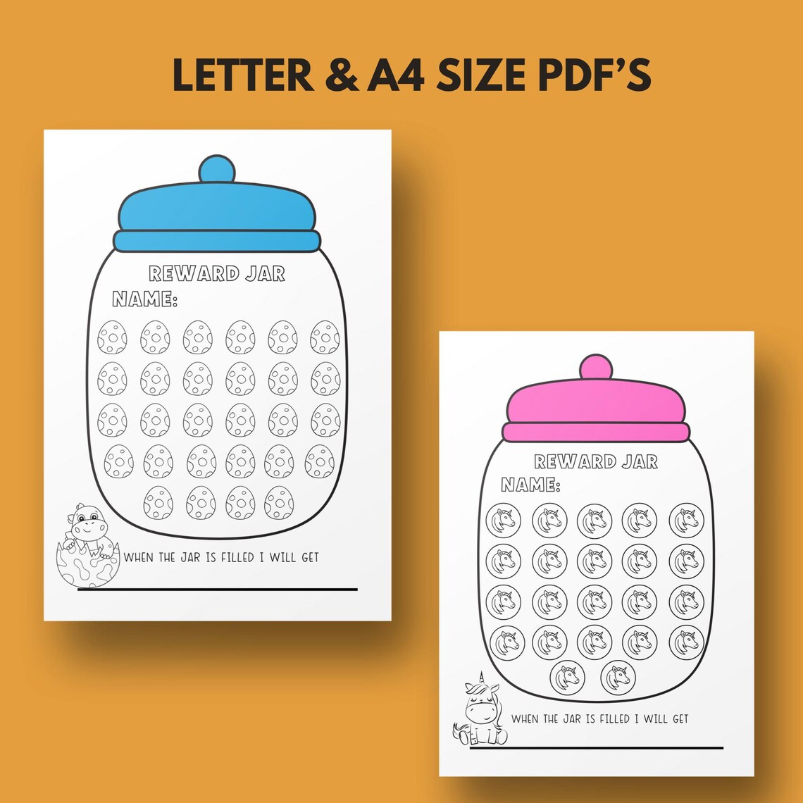 Reward Jar Printable for Kids Motivational Behavior Chart Fillable ...