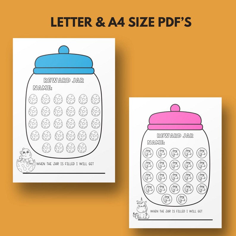 Reward Jar Printable for Kids Motivational Behavior Chart Fillable ...