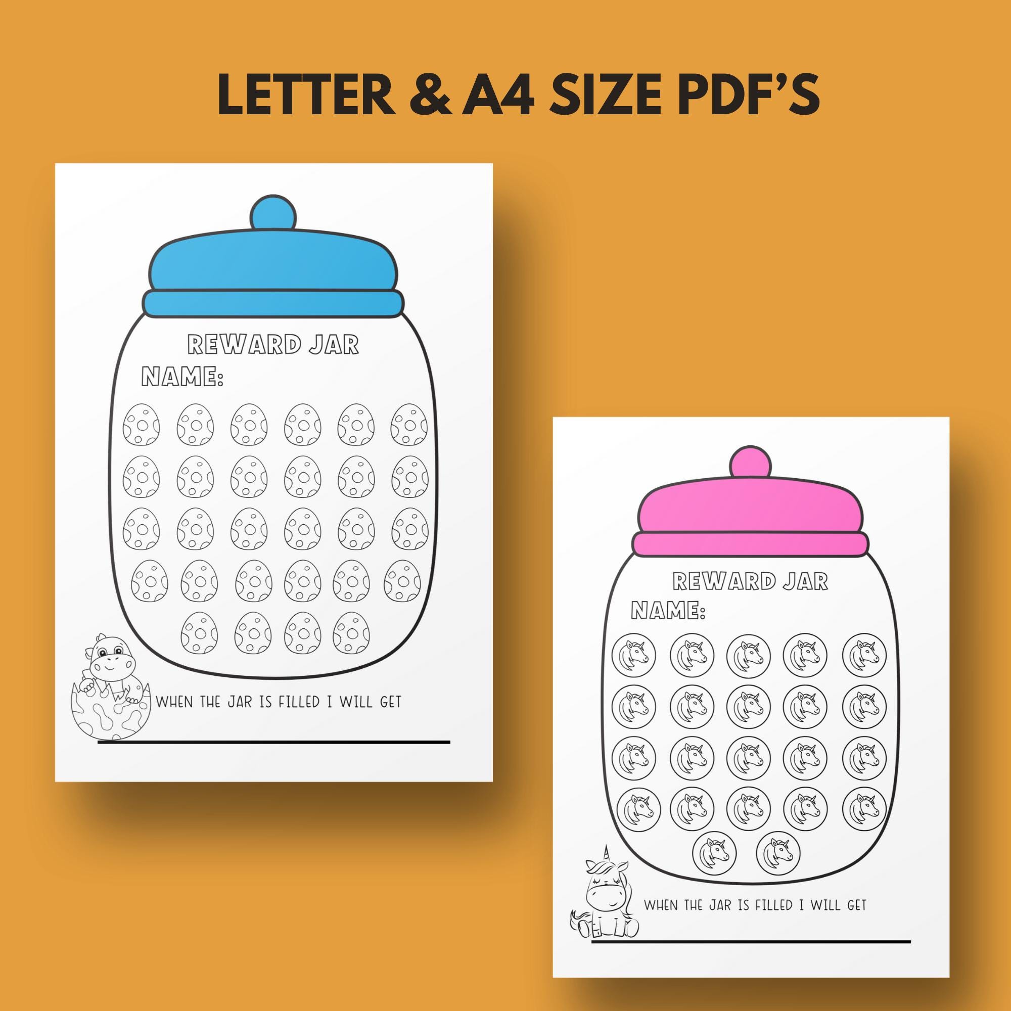 Reward Jar Printable for Kids Motivational Behavior Chart Fillable ...