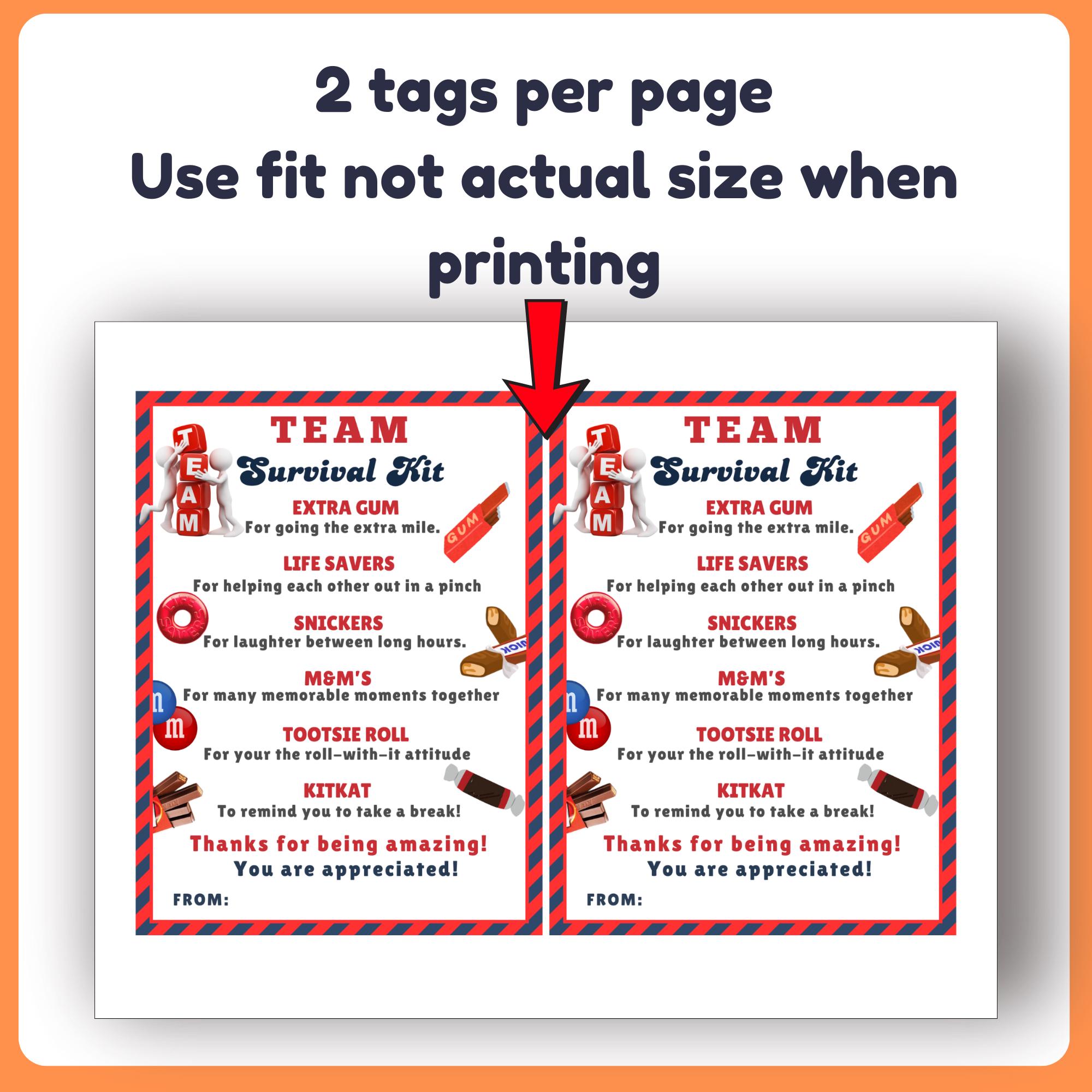 Team Survival Kit Tag Employee Appreciation - Etsy