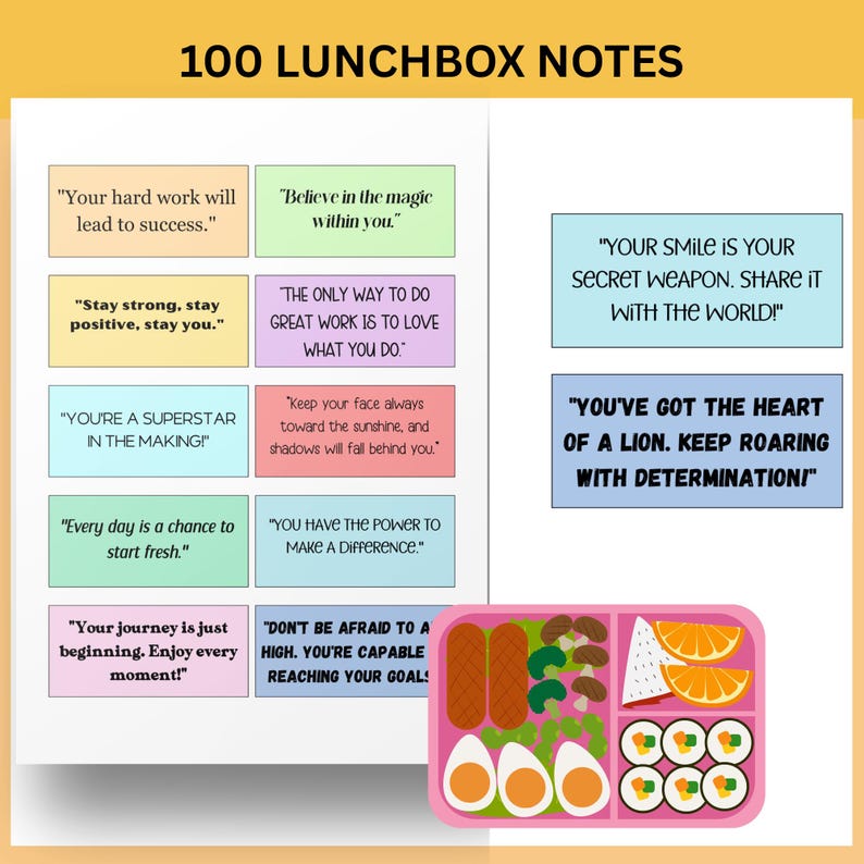 Printable Lunchbox Notes for Kids - Positive Affirmations - Back to ...