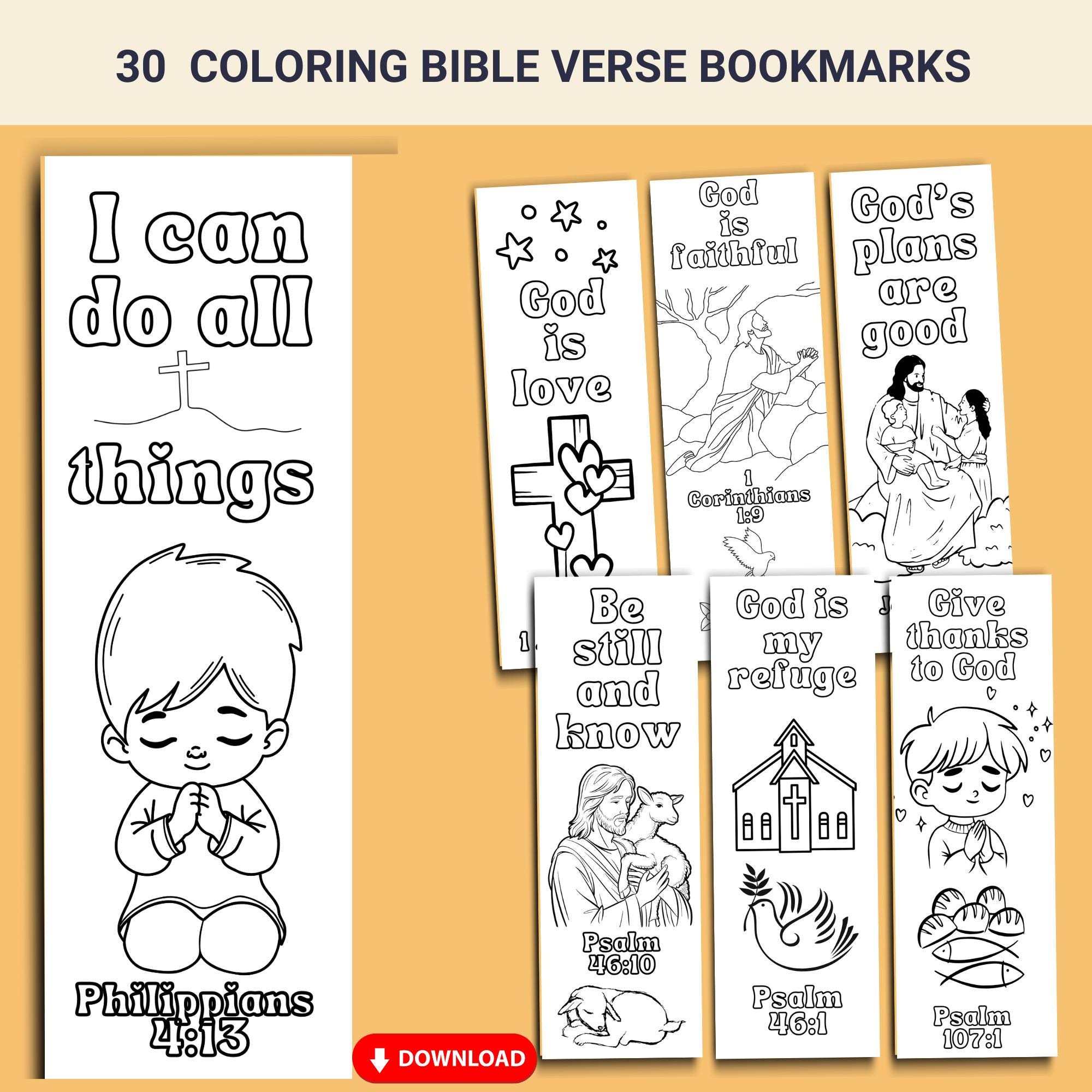 Bible Verse Coloring Bookmark Set, Printable Christian Faith Bible ...