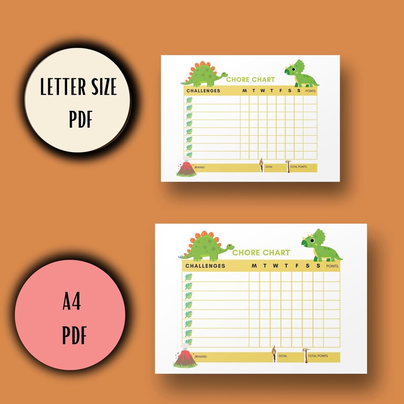 Editable Dinosaur Chore Chart for Kids – Printable Weekly Reward Chart ...