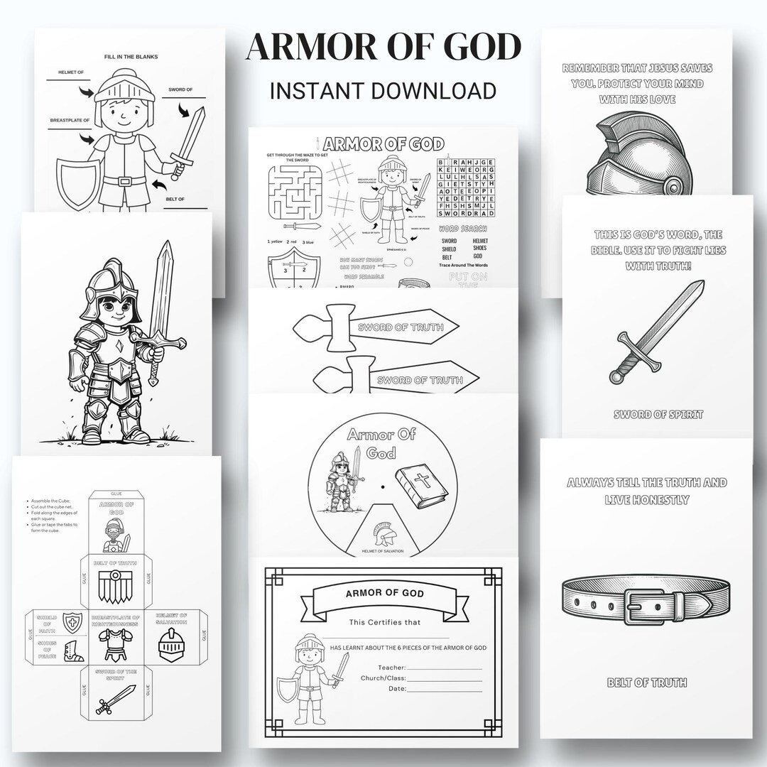 Armor of God Kids Activity – Christian Bible Printable PDF | Sunday ...