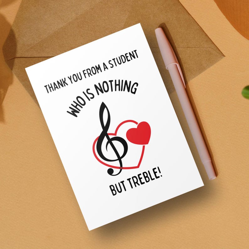Music Teacher Thank You Card Printable Note for Music Educators Unique ...