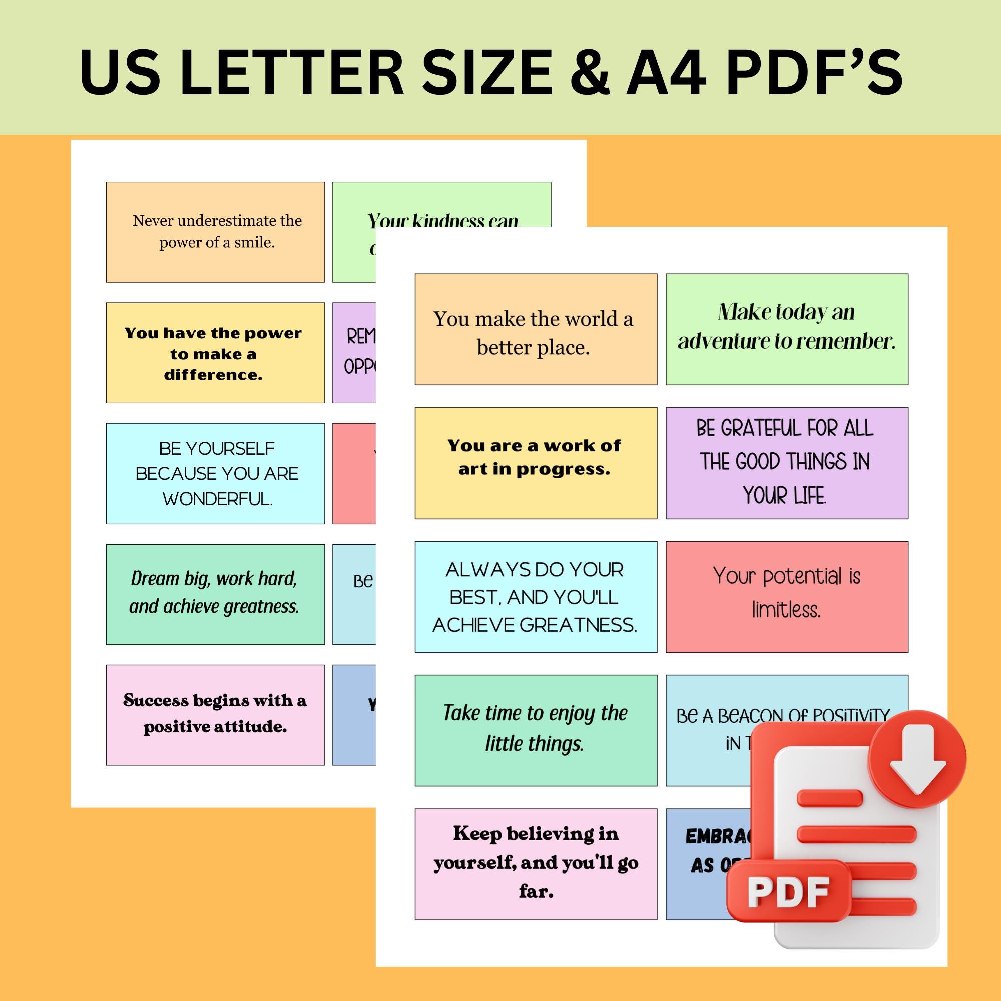 100 Printable Lunchbox Notes: Positive Affirmations for Kids (PDF) - Etsy