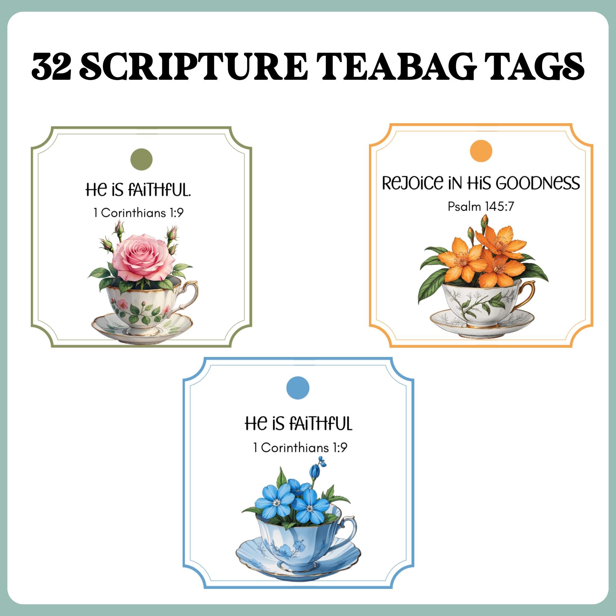 Scripture Tea Bag Tags - Printable Christian Bible Verse Favors for ...