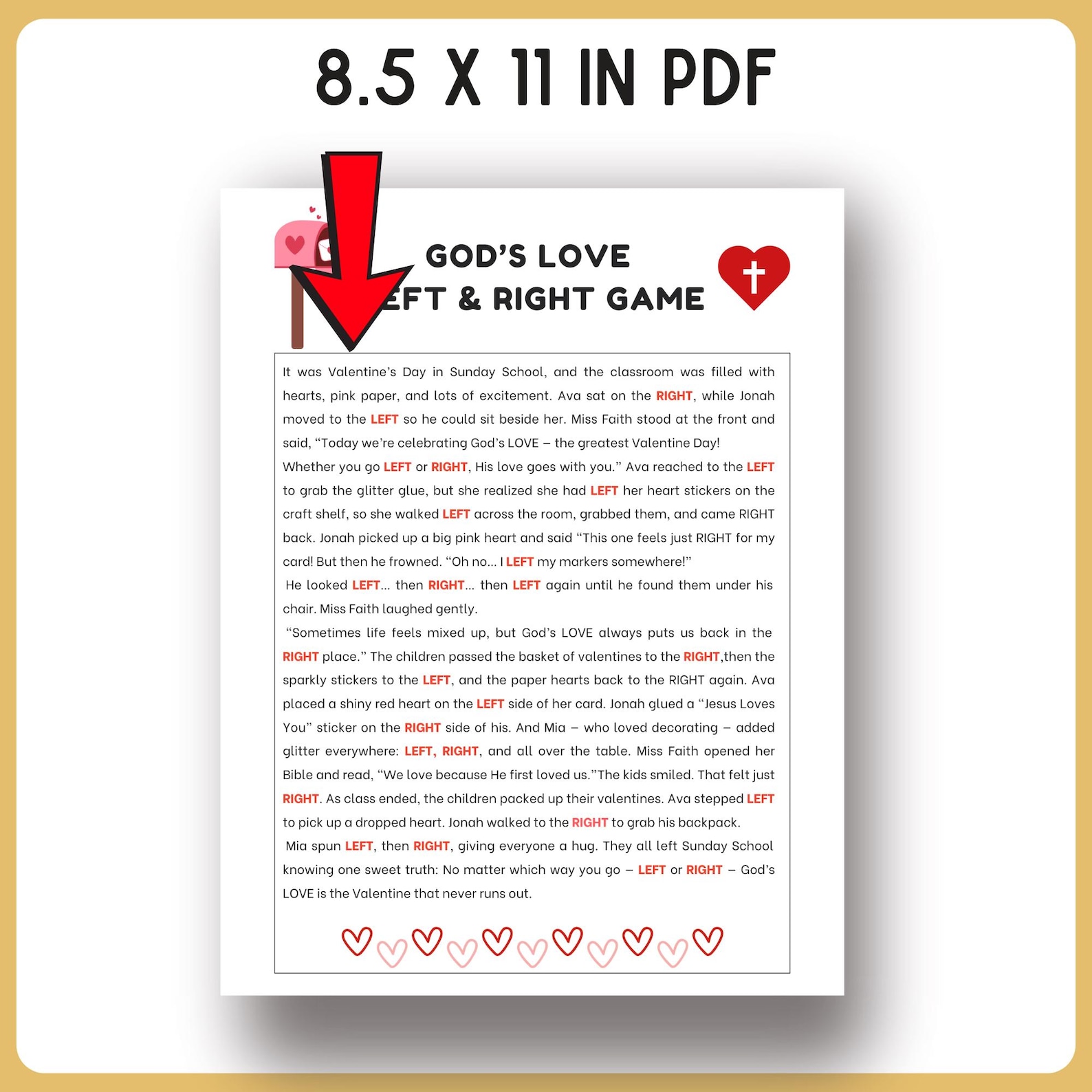 Gods Love Left Right Game Valentines Sunday School Bible Study Games - Etsy