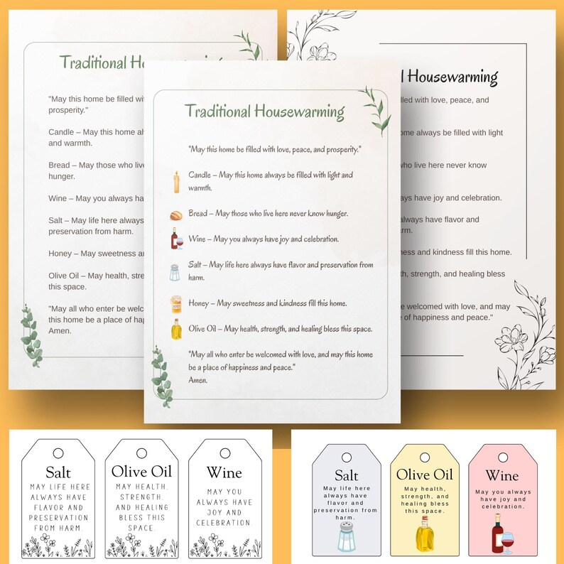 Printable Housewarming Gift Home Blessing Traditional DIY Bread Wine ...
