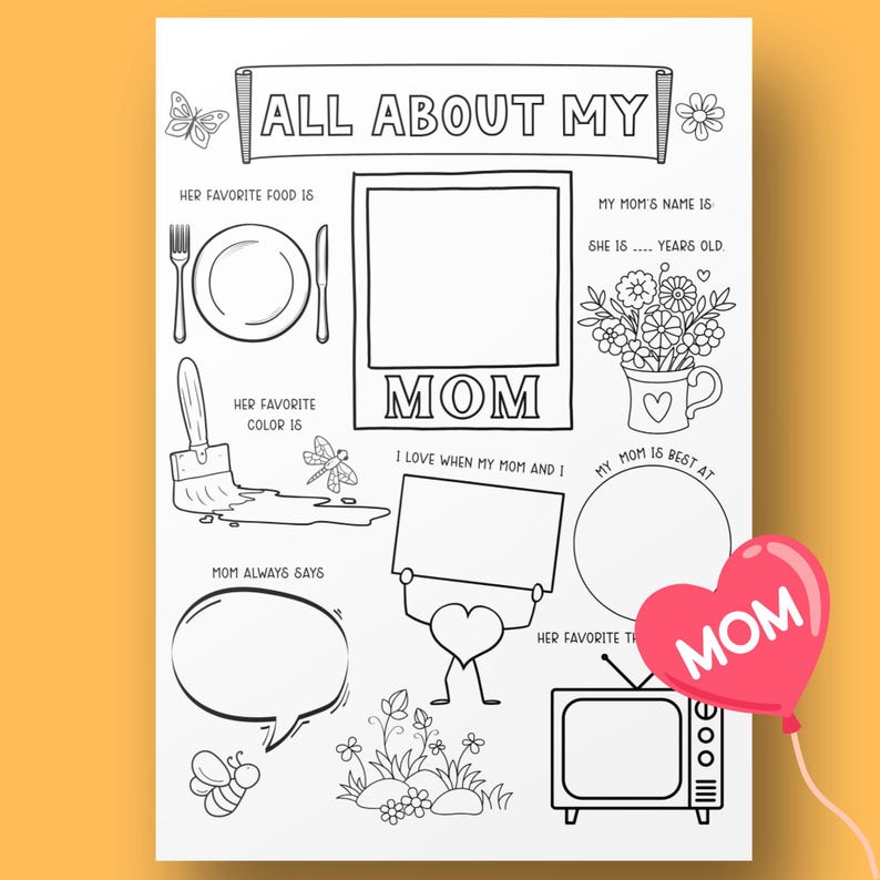 All About My Mom Worksheet | Mother's Day Coloring Page | Mother's Day ...