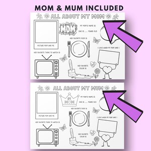 All About My Mom Worksheet, Printable Mother's Day Gift, Kids Activity ...