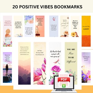 Positive Affirmation Bookmarks, DIY Printable, Positive Vibes Instant ...