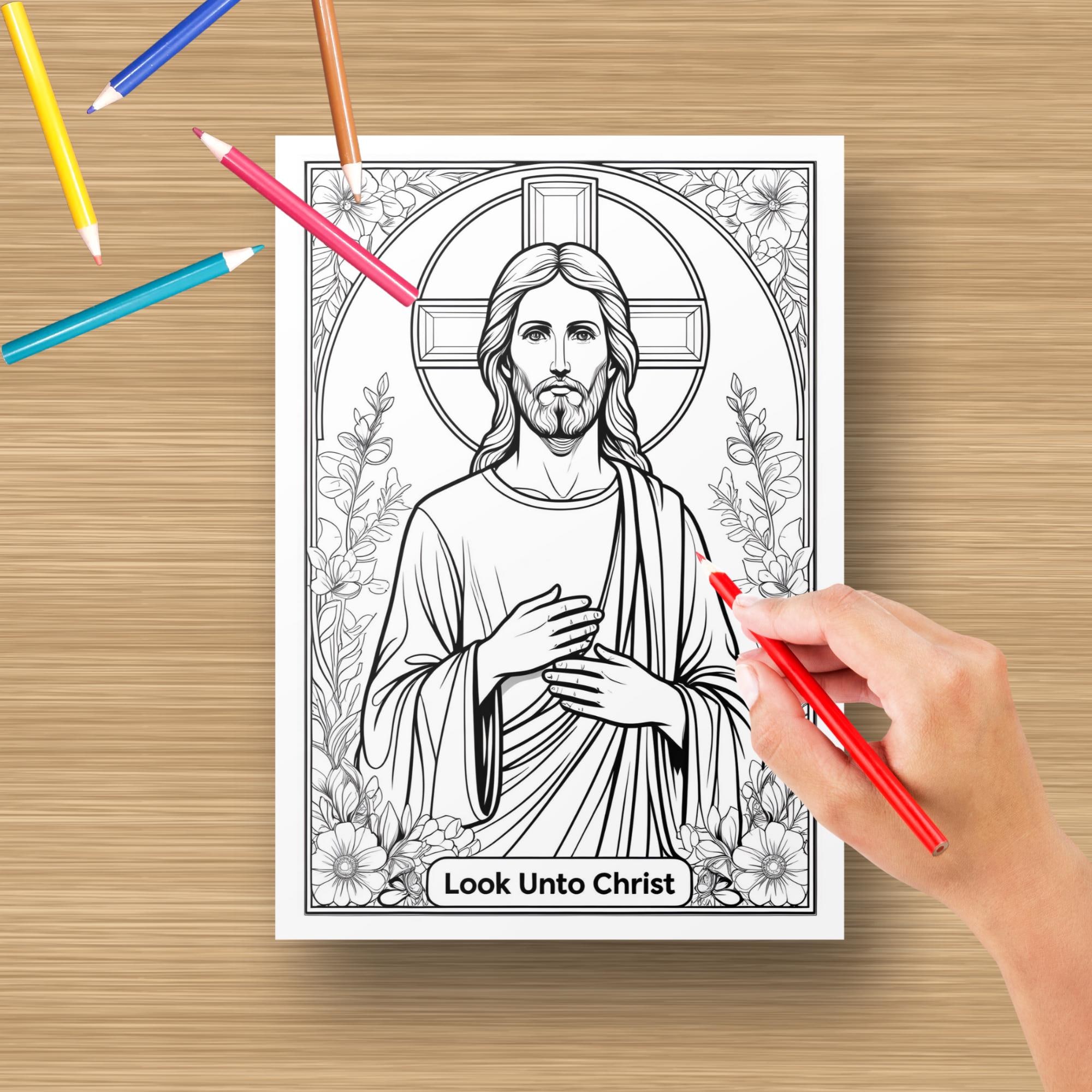 Look Unto Christ Line Art: Lds Young Women Coloring Pages - Etsy