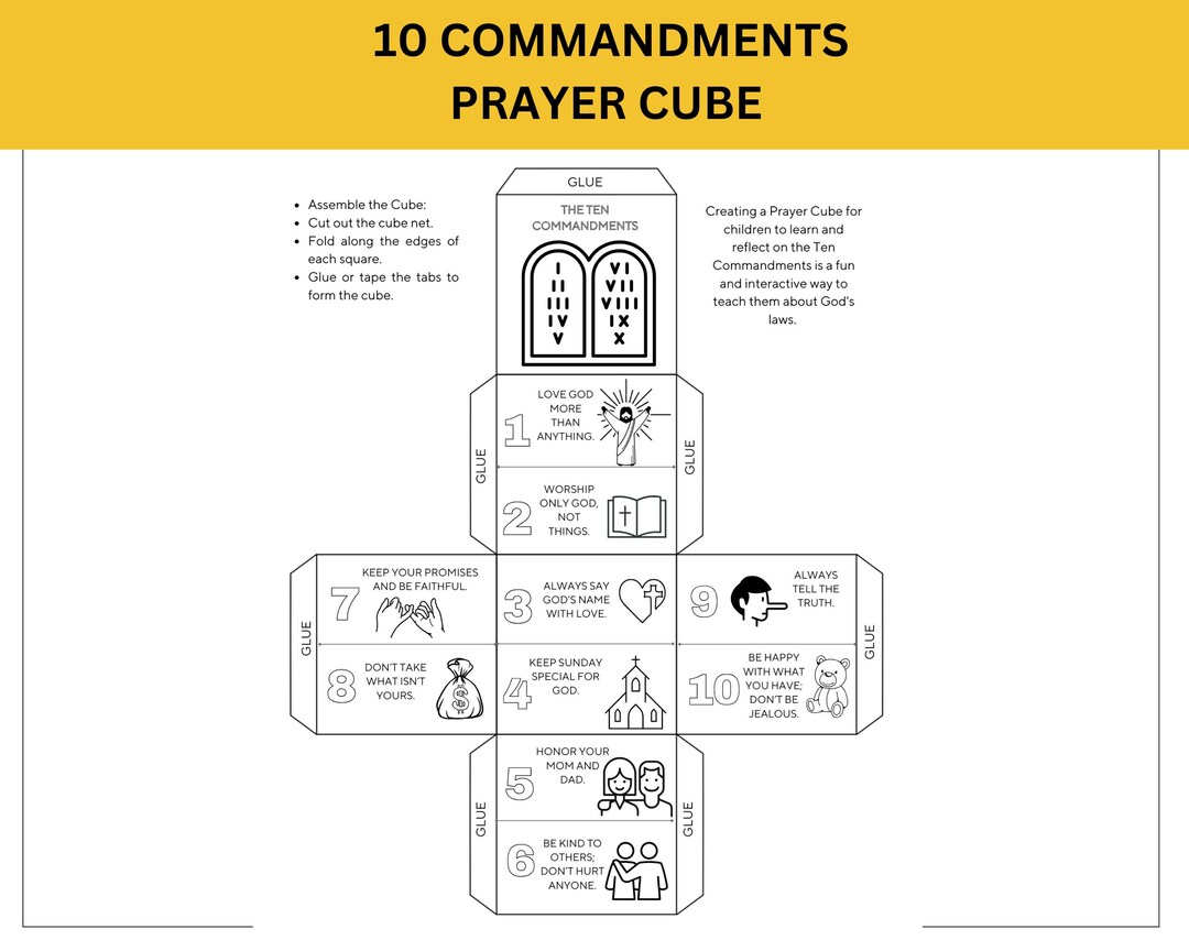 Printable the Ten Commandments Cube for Kids, Sunday School Lesson ...