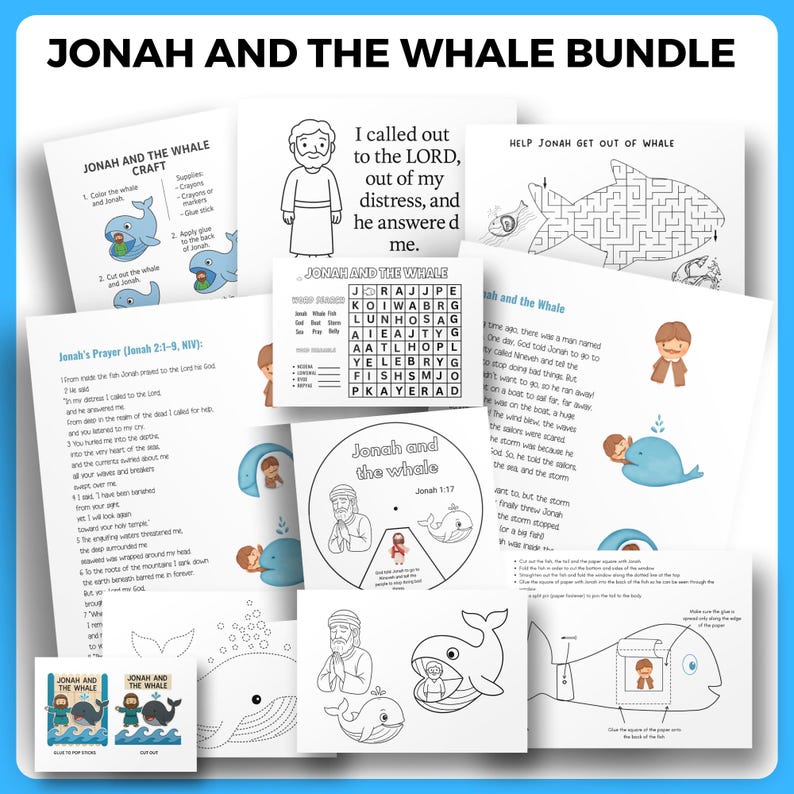 Jonah and the Whale Activity Pack - Printable Bible Story for Kids ...