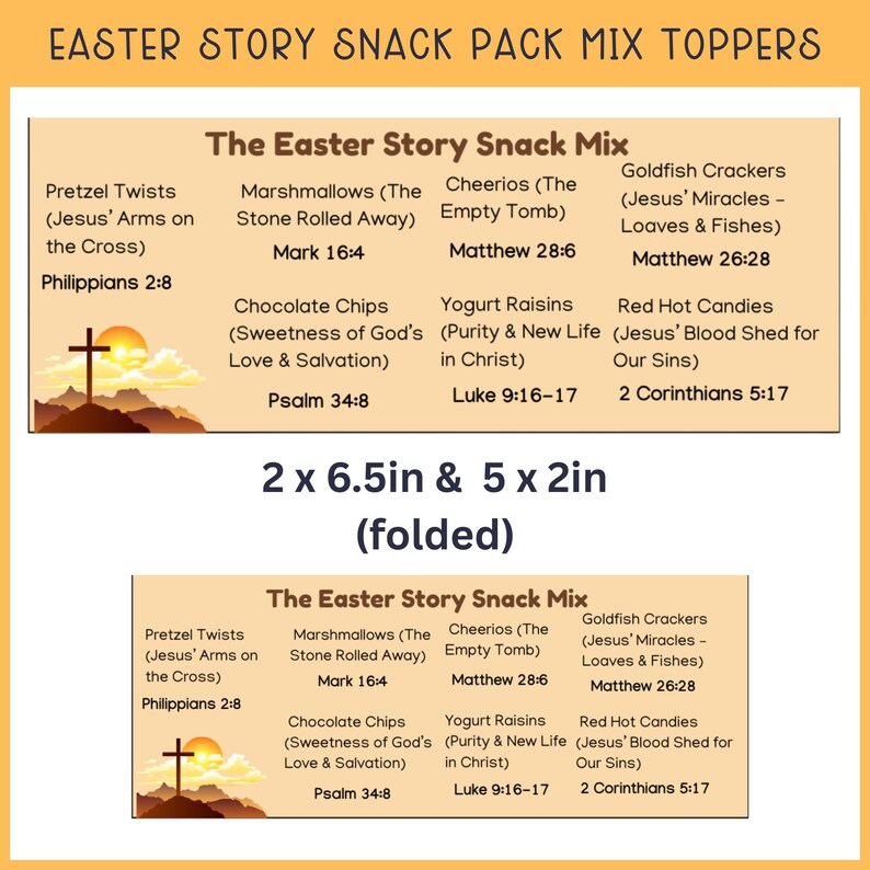 The Easter Story Snack Mix Printable Tag and Bag Topper Easter Basket ...