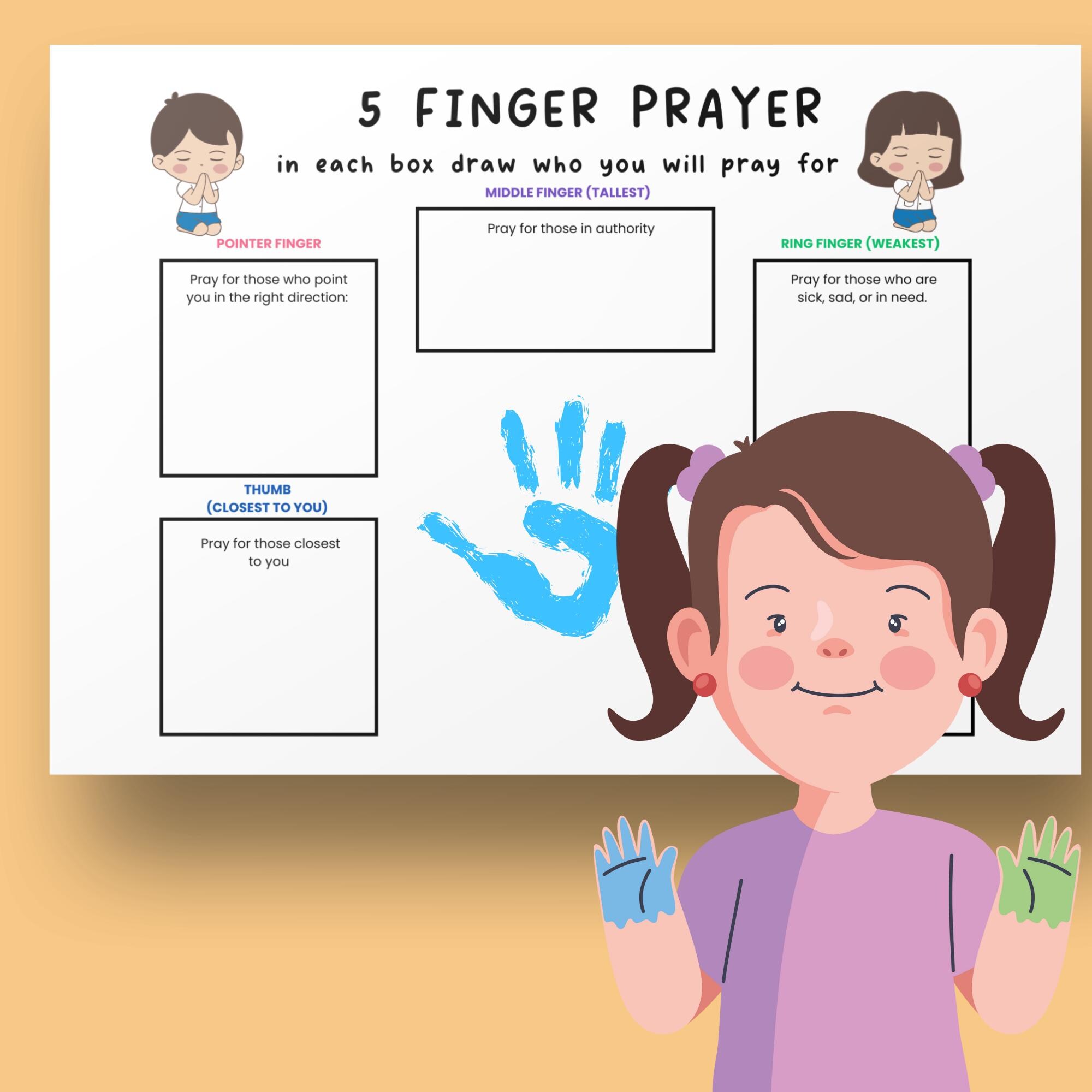 5 Finger Prayer Coloring Pages Sunday School Activities - Etsy