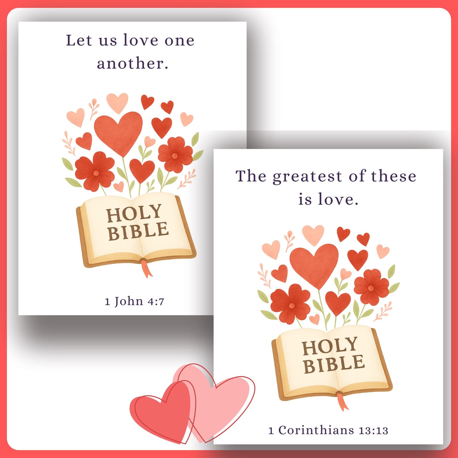 Christian Valentine Cards Set | Valentines Day Scripture Greeting Cards ...