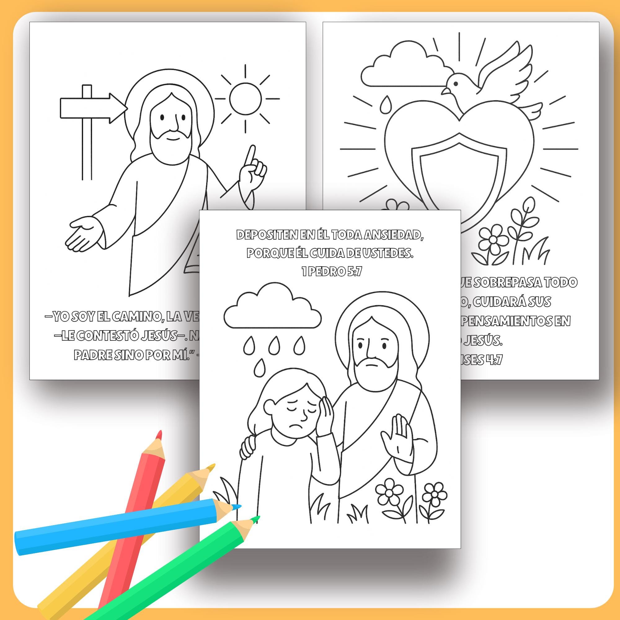 Spanish Bible Verse Coloring Pages for Kids - En Español - Sunday ...
