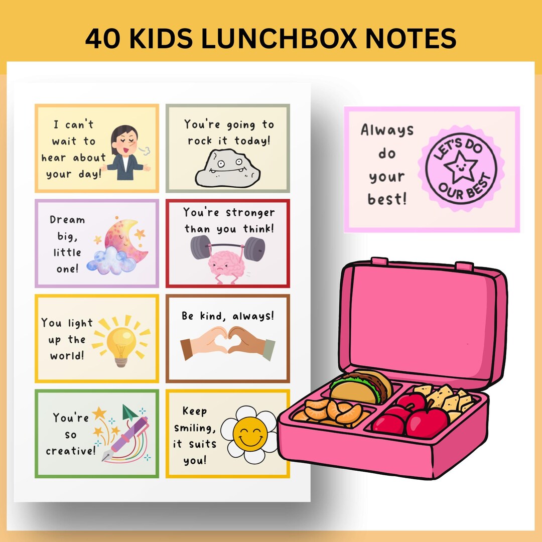 Printable Lunchbox Notes for Kids - Positive Affirmations - Back to ...