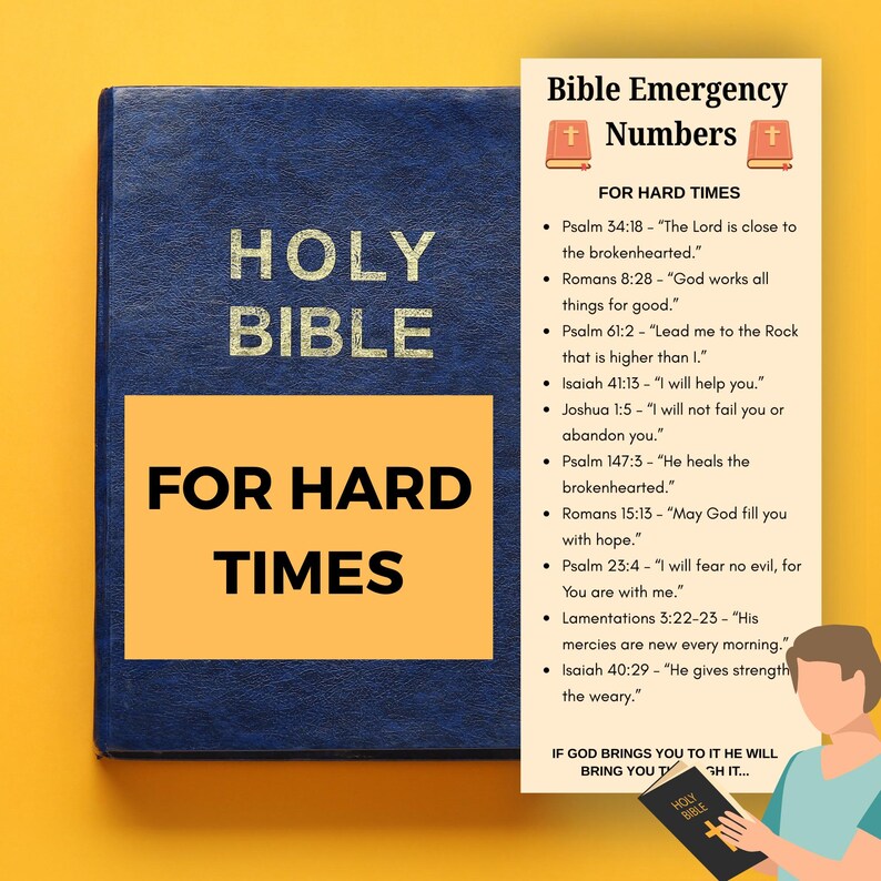 Emergency Bible Numbers Bookmark Christian Scripture Reference Card ...